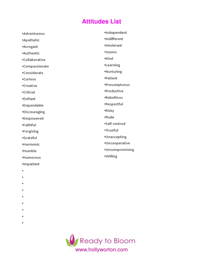 Attitudes List | PDF