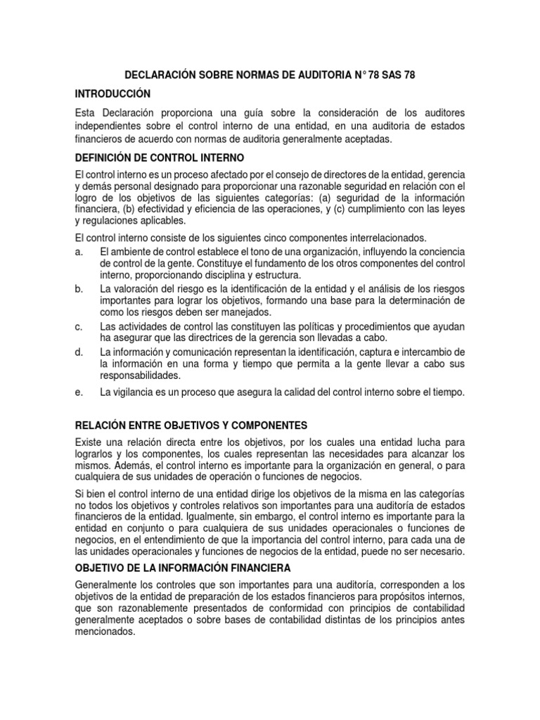 Sas 78 | PDF | Auditoría | Contralor
