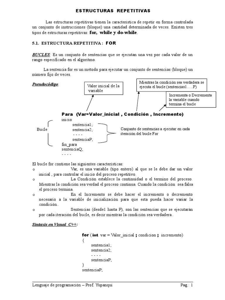 Estructura Repetitiva For - Teoria | PDF | Desarrollo de software ...