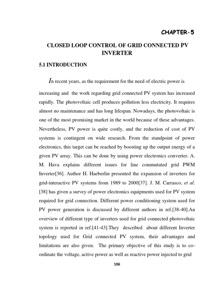 Closed Loop Control of Grid Connected PV Inverter | PDF | Power ...