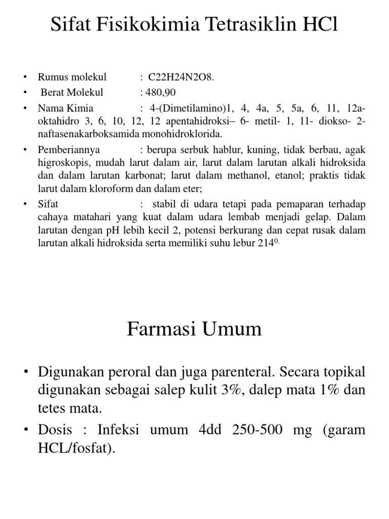 Sifat Fisikokimia Tetrasiklin HCL | PDF