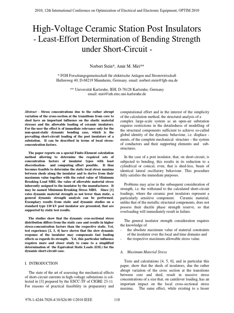 Short Circuit in High-Voltage Ceramic Station Post Insulators | PDF ...