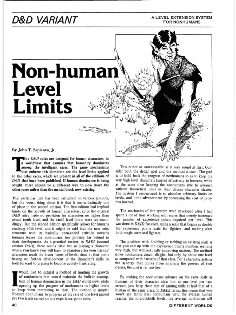 D&D Variant - Non-Human Level Limits | PDF | Dungeons & Dragons | Role ...