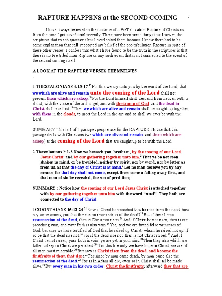 Rapture Happens at Second Coming | Download Free PDF | Rapture ...