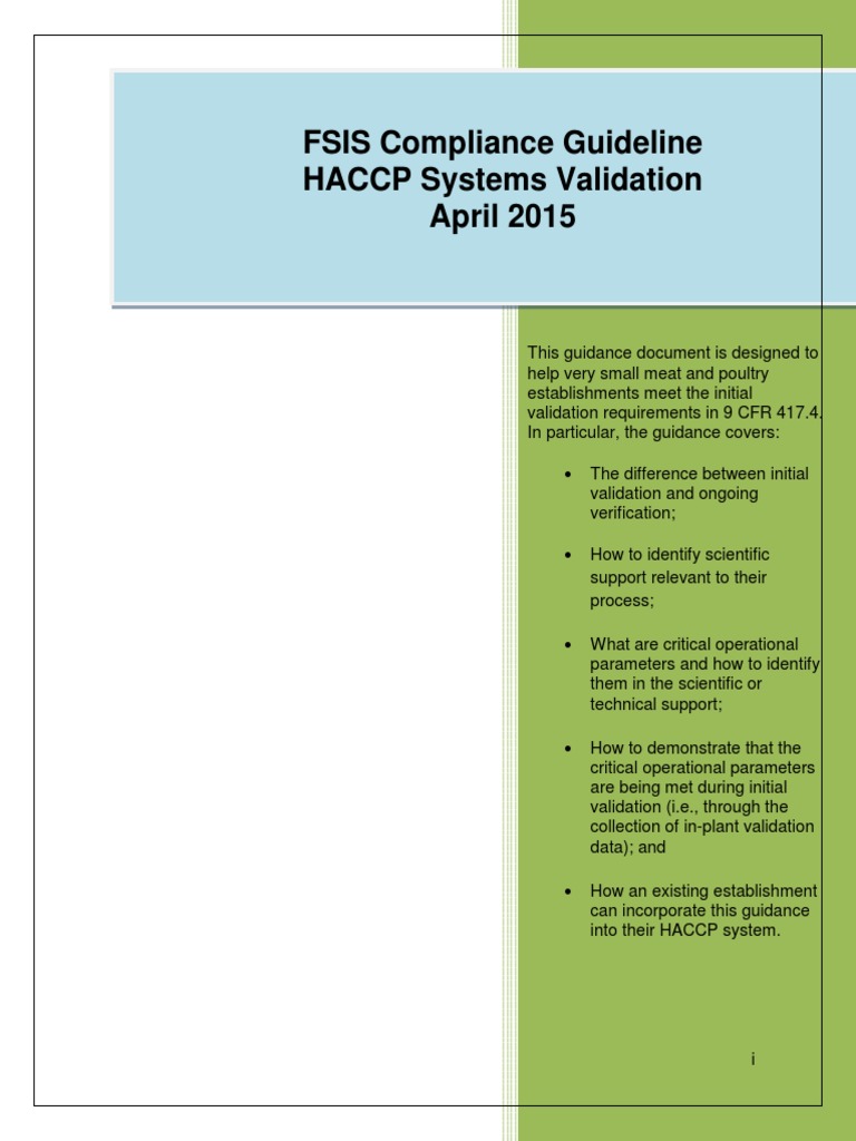 HACCP Systems Validation PDF | PDF | Hazard Analysis And Critical Control Points | Verification ...
