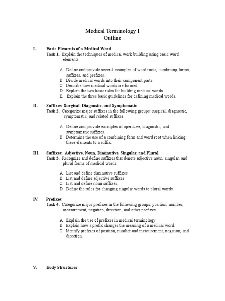 Outline Medical Terminology | PDF | Grammatical Number | Plural