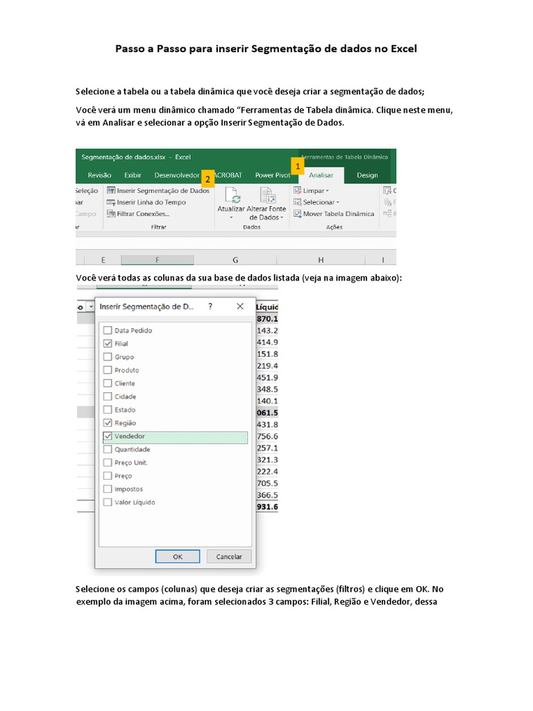 Passo A Passo para Inserir Segmentação de Dados No Excel | PDF