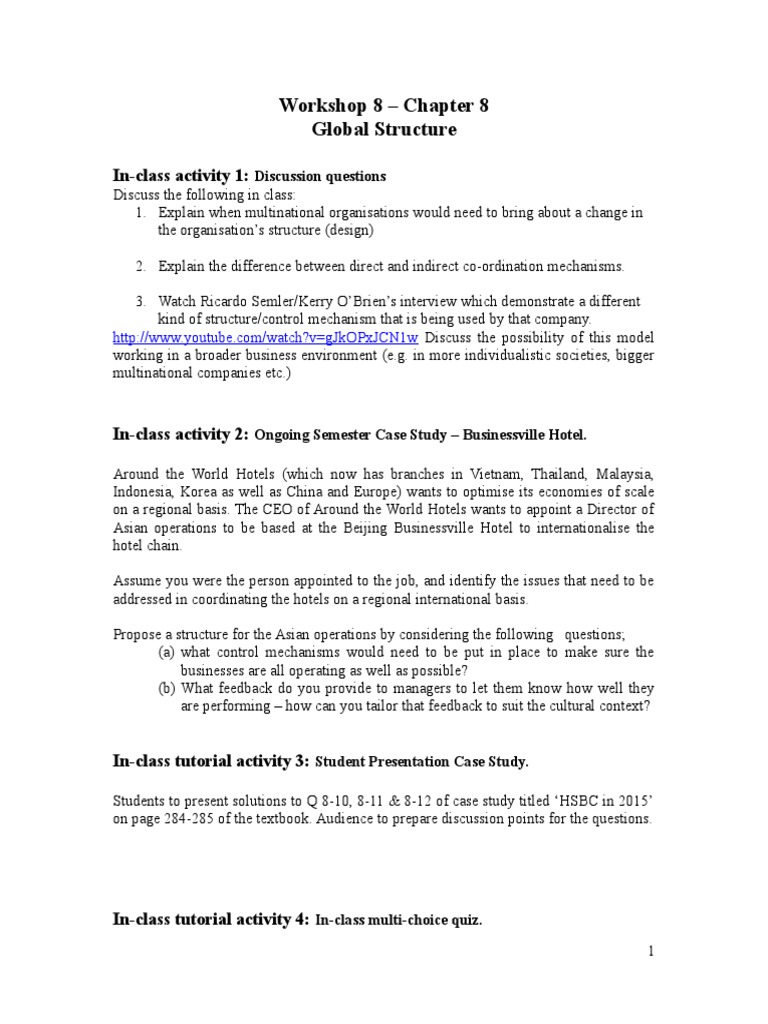 Workshop 8 | PDF | Multinational Corporation