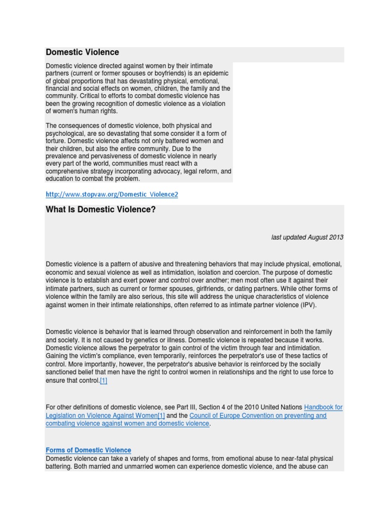 Forms of Domestic Violence | PDF | Restraining Order | Domestic Violence