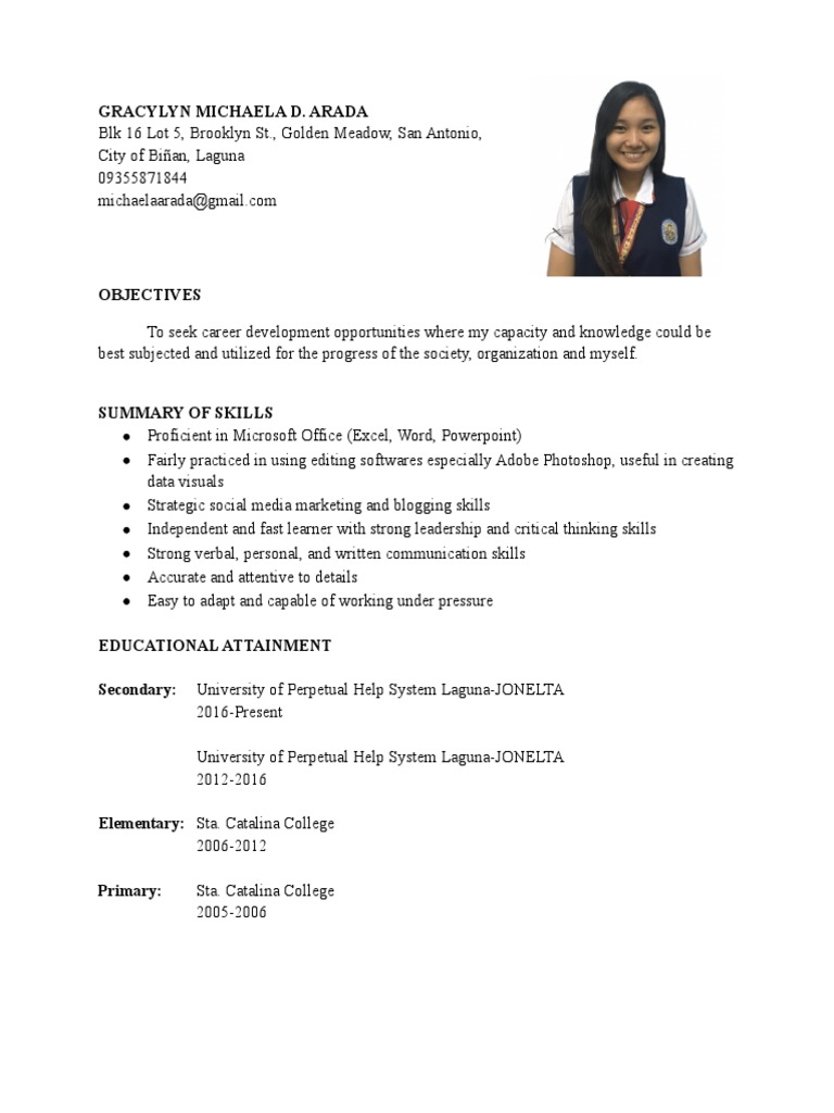 Resume (RWS) - Rizal-Arada | PDF | Behavior Modification