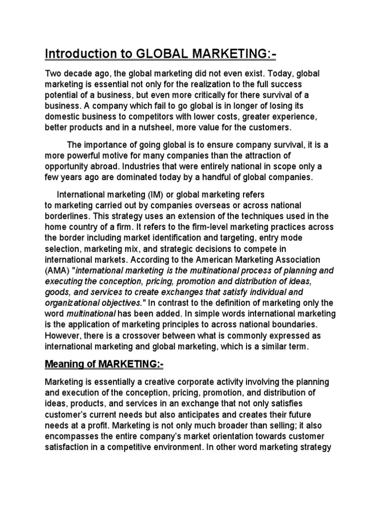 Introduction To Global Marketing | PDF | License | Marketing