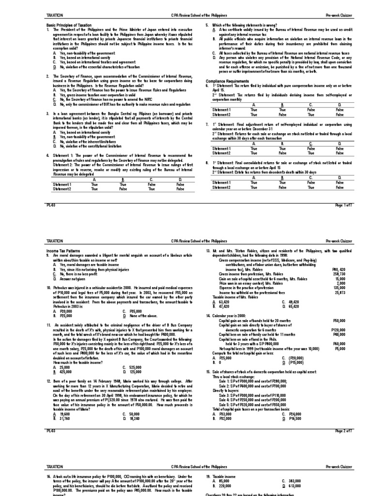 (Tax) CPAR Preweek2 | PDF | Value Added Tax | Internal Revenue Service