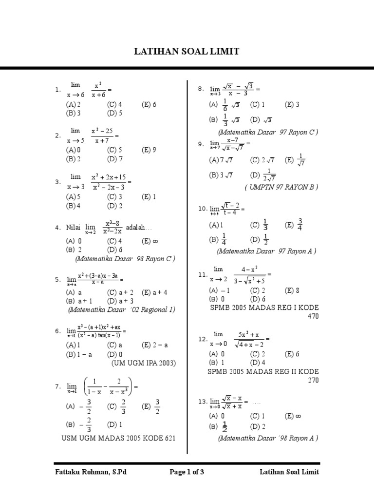 Latihan Soal Limit | PDF