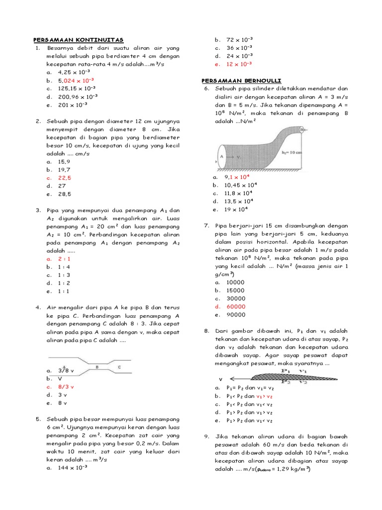 Aliran Fluida dan Persamaan Bernoulli | PDF | Metode & Bahan Ajar ...