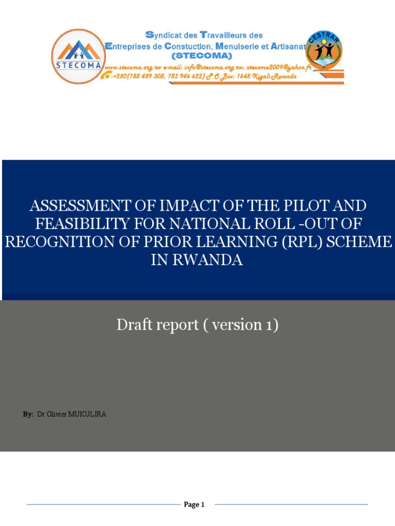 Final Report - Draft - Feasibility RPL | PDF | Vocational Education | Apprenticeship