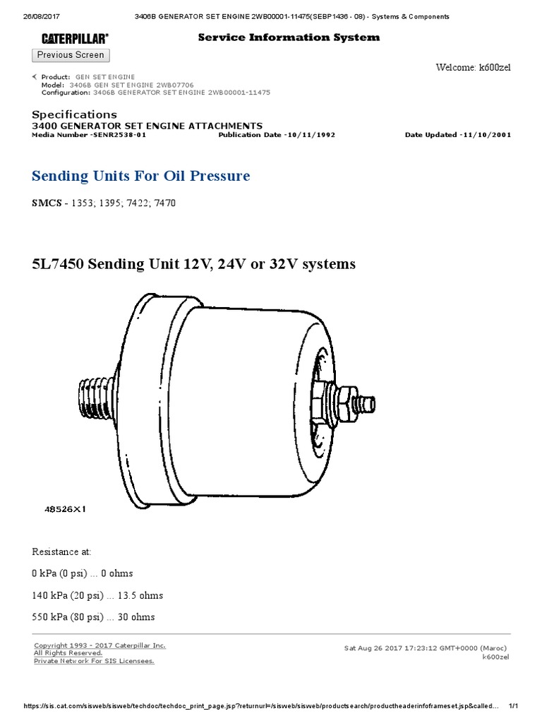 3406B GENERATOR SET ENGINE 2WB00001-11475 (SEBP1436 - 08) - Systems ...