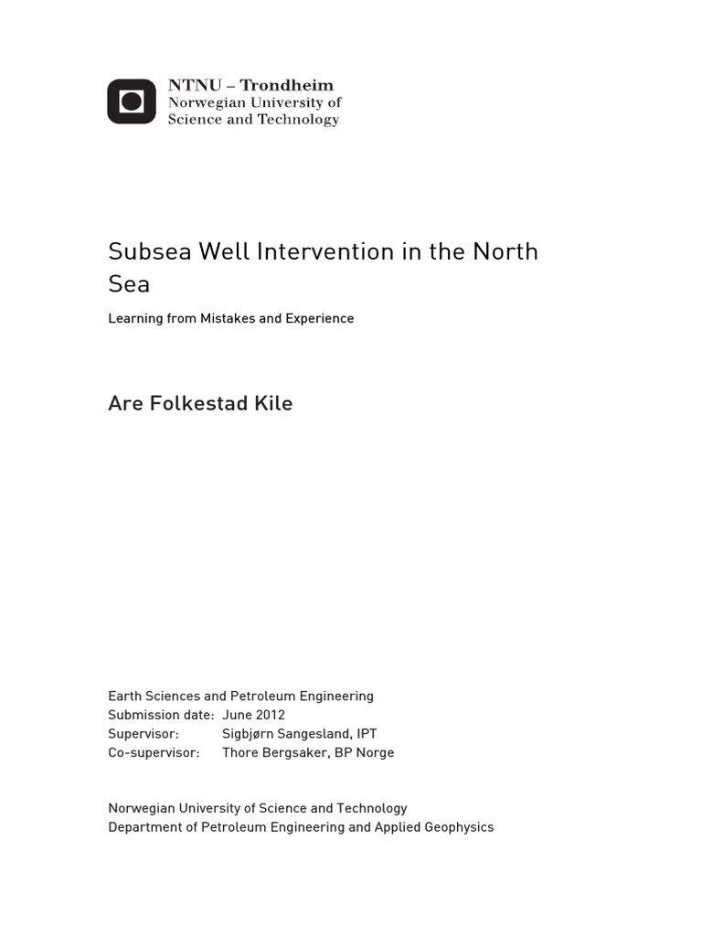 Subsea Well Intervention in The North Sea | PDF | Subsea (Technology ...