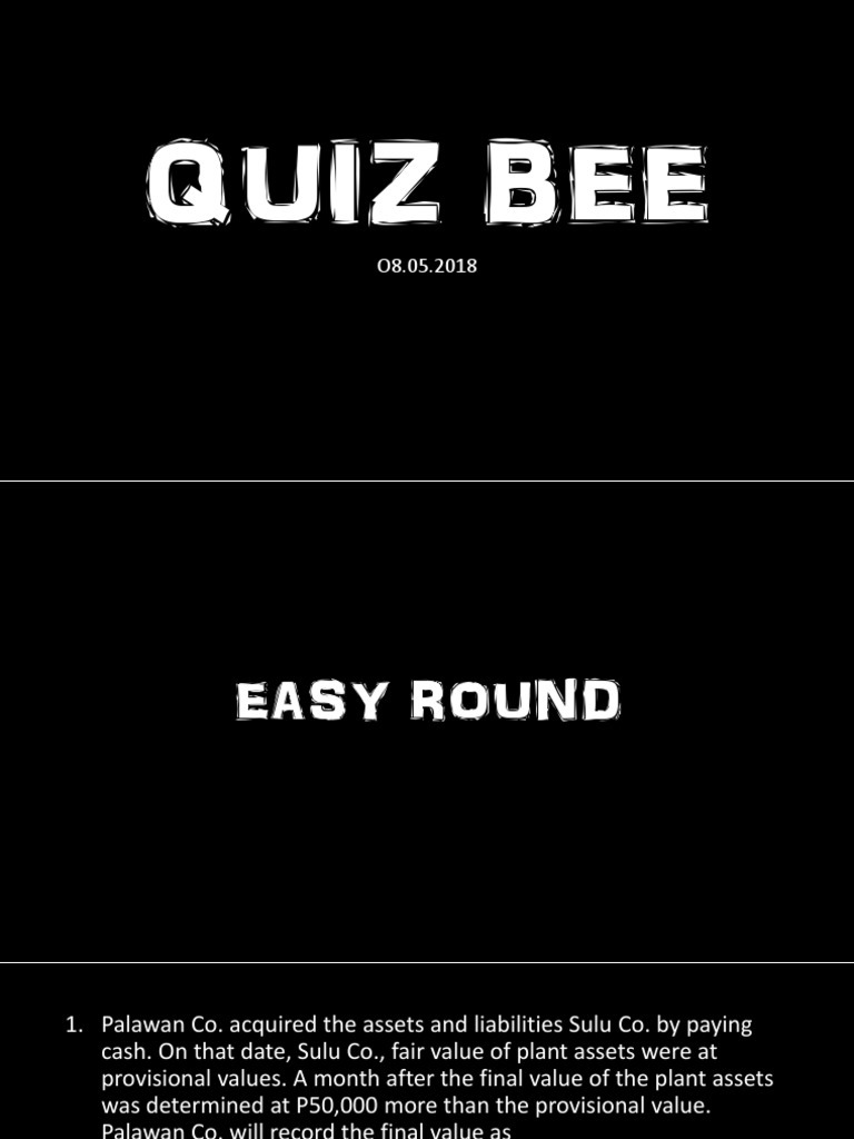 Quiz Bee | PDF | Goodwill (Accounting) | Mergers And Acquisitions