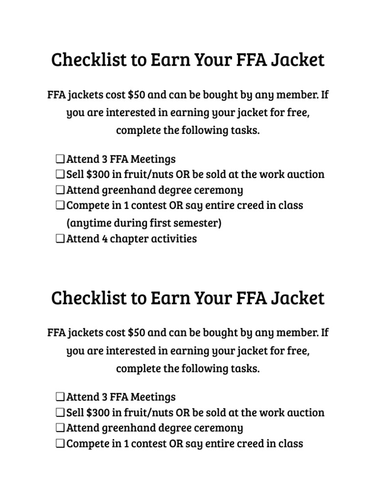 Earning Jacket Checklist | PDF