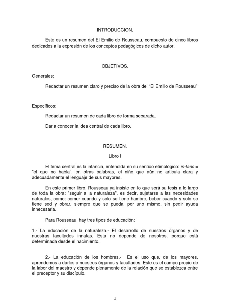 El Emilio de Rousseau | PDF | Emile, o sobre educación | Jean-Jacques ...