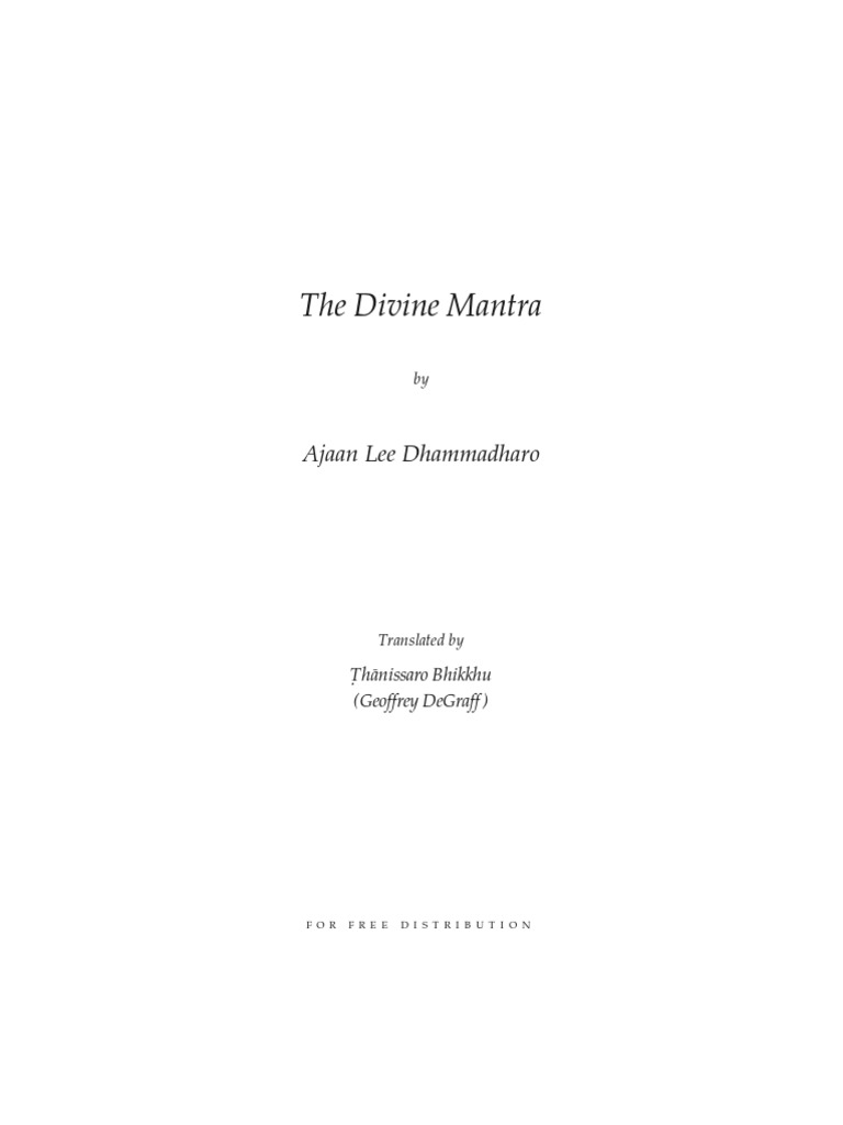 The Divine Mantra, Ajahn Lee Dhammadharo | PDF | Breathing | Senses