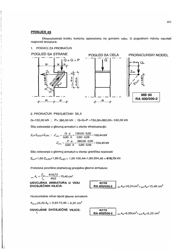 Betonske Konstrukcije II-Kratke Konzole Zadaci | PDF