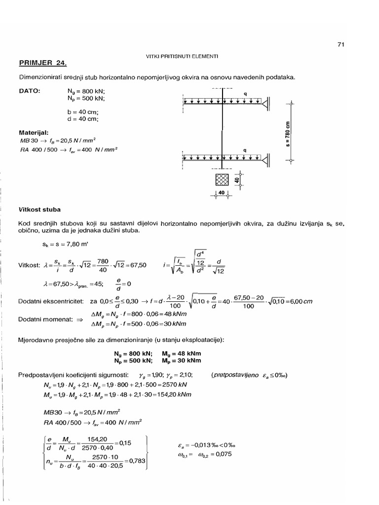 Betonske Konstrukcije III-Stubovi-zadaci | PDF