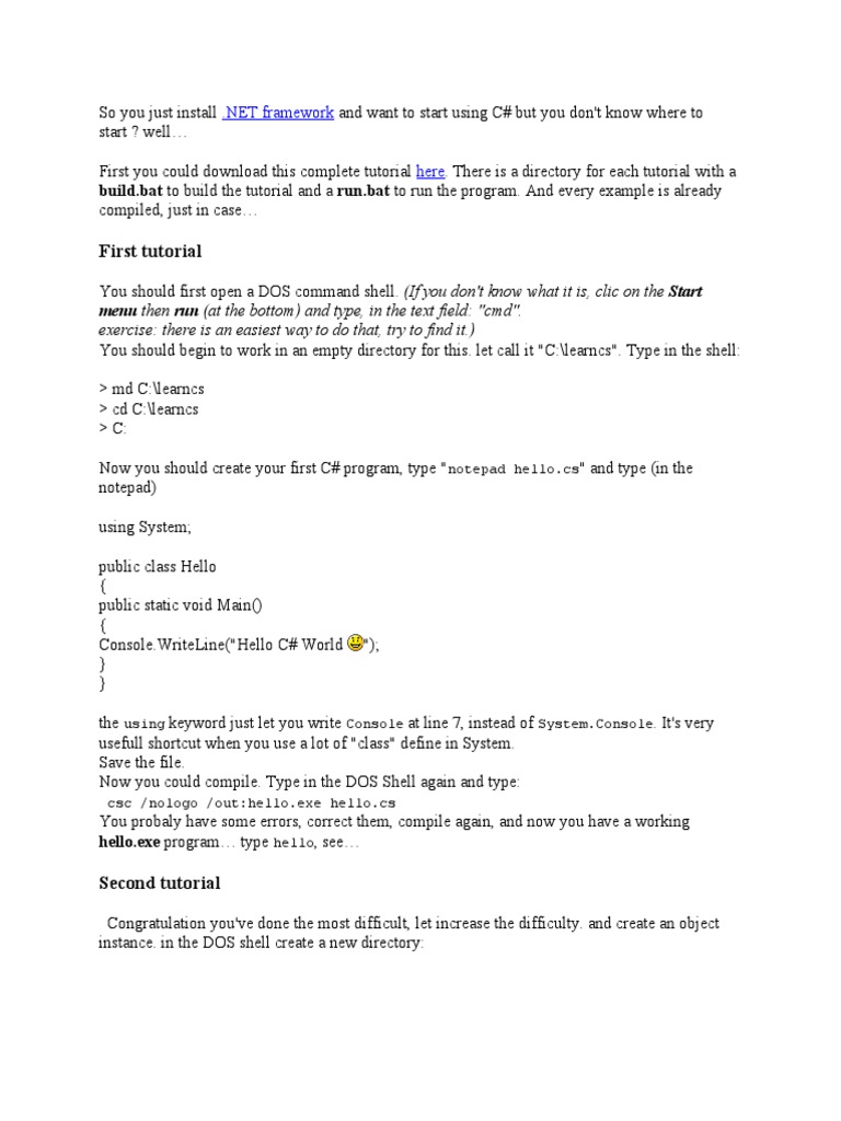 C# Tutorial For Beginners | PDF | C Sharp (Programming Language ...