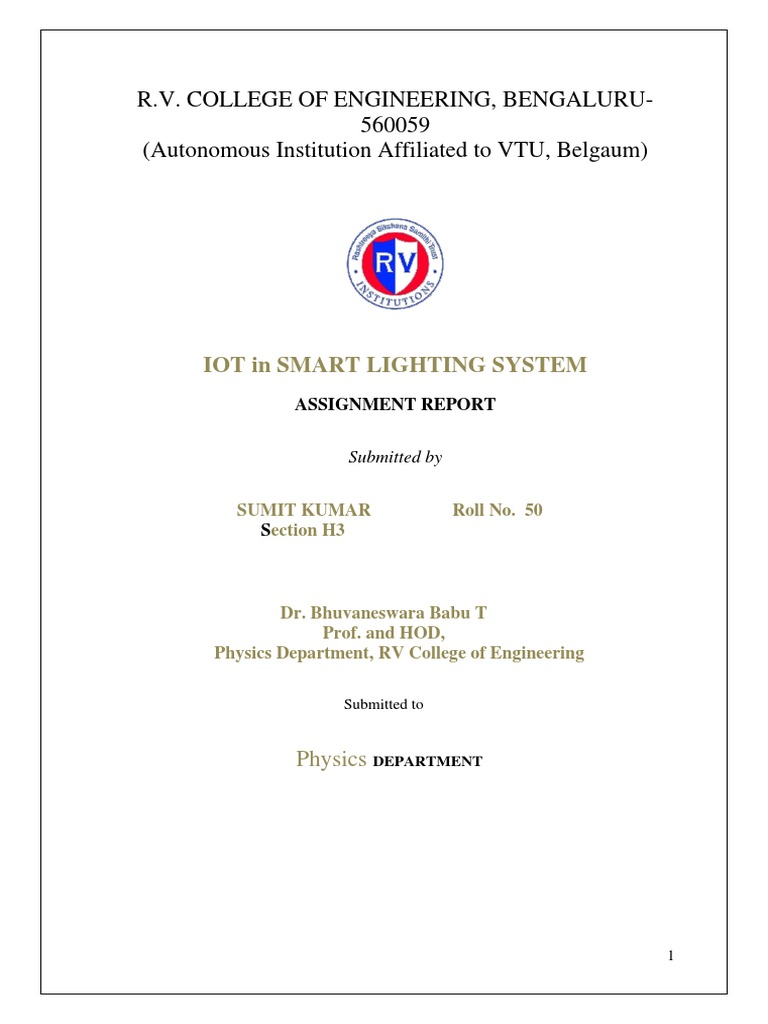 IoT in Smart Lighting Systems | PDF | Internet Of Things | Lighting
