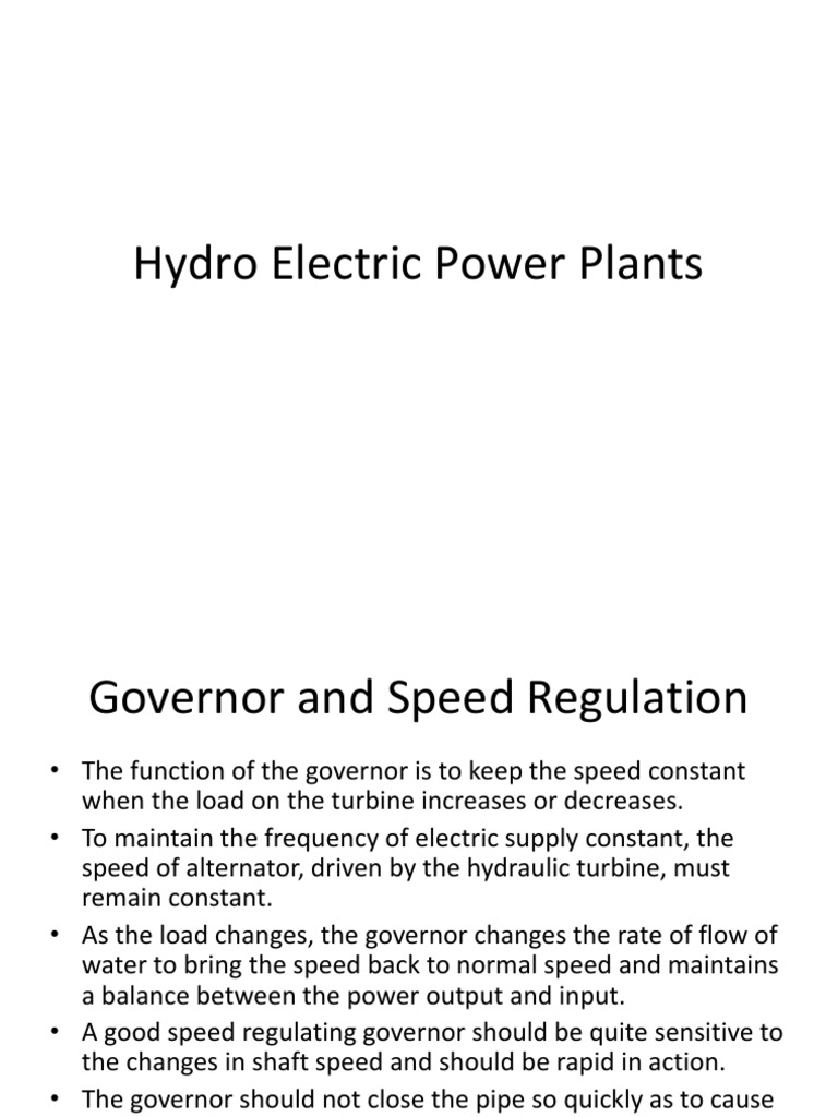 Hydro Electric Power Plants-Governor | PDF | Turbine | Electrical ...