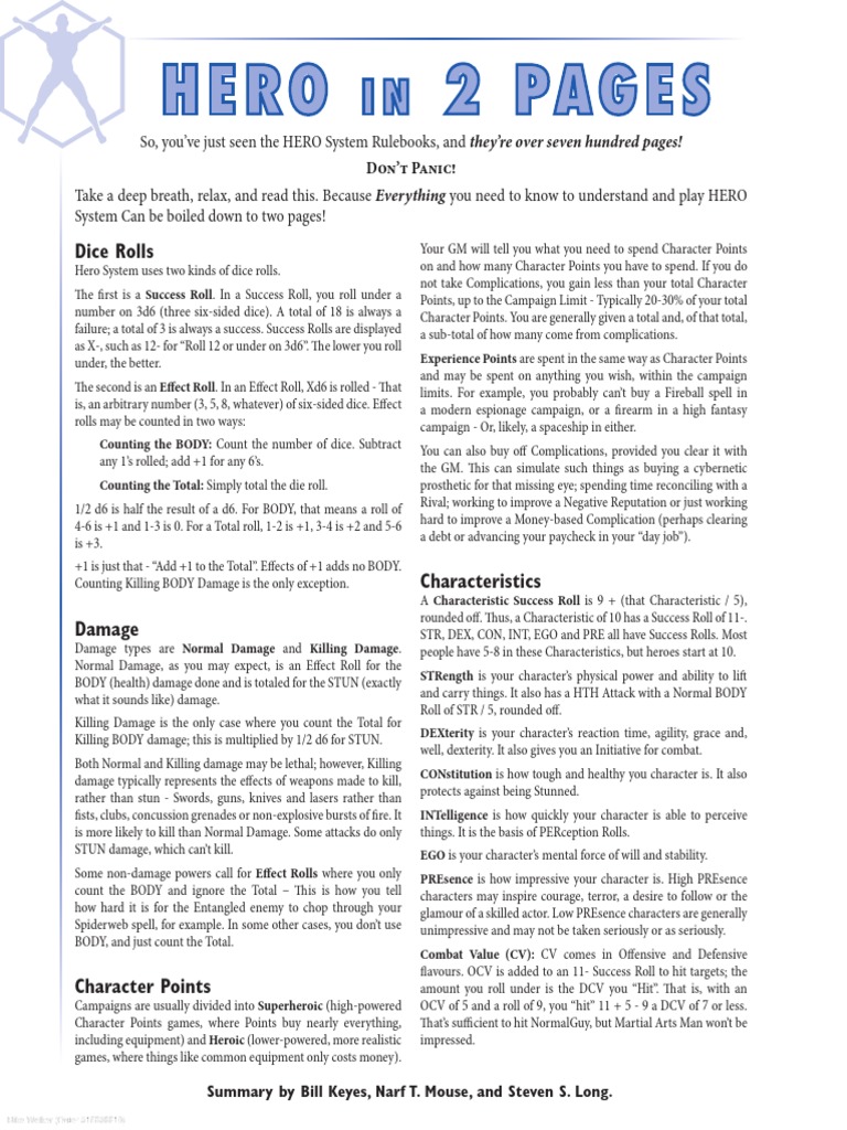 Hero in Two Pages | PDF | Leisure