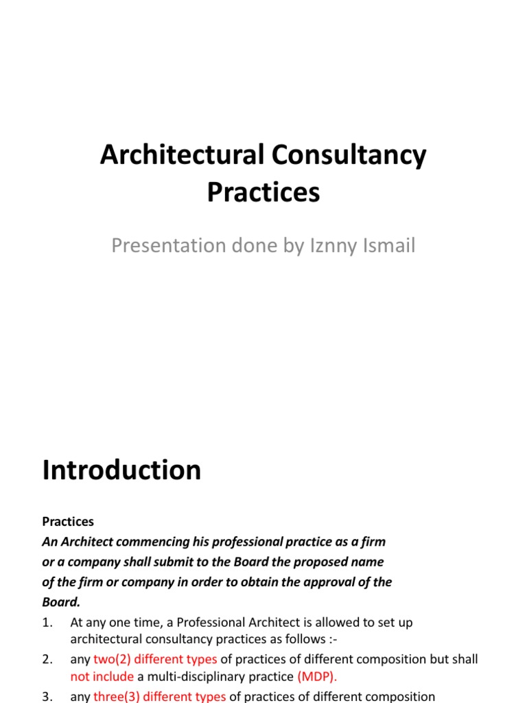 Architectural Consultancy Practices | PDF | Architect | Profession