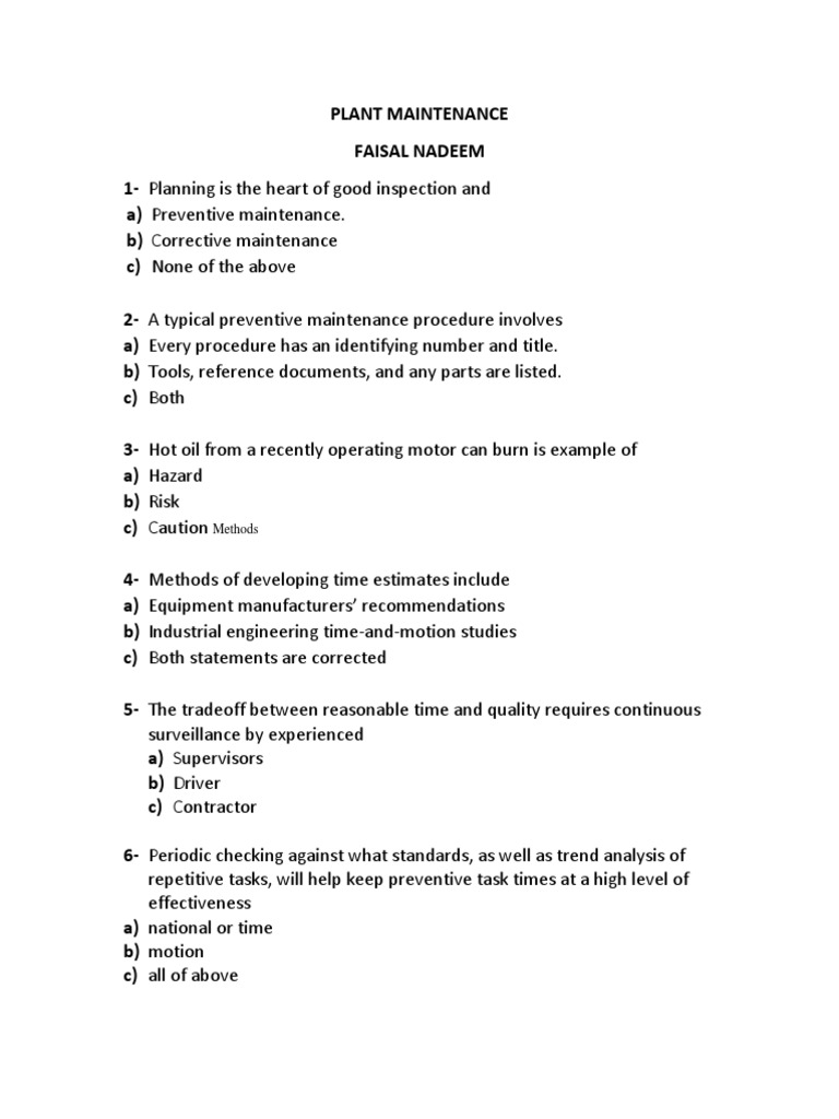 Mcqs Plant Maintenance | PDF | Lubricant | Calibration