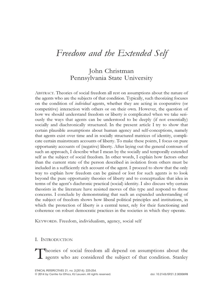 Freedom and Extended Self | PDF | Identity (Social Science) | Liberty
