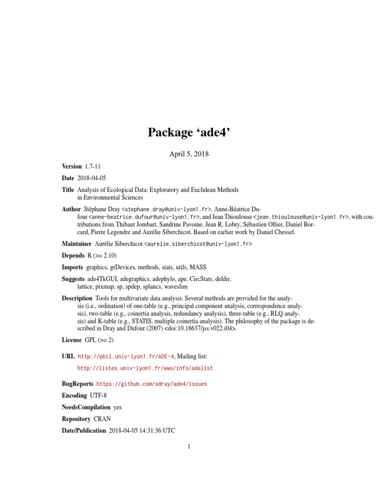 Manual Ade4 | PDF | Analysis | Scientific Method