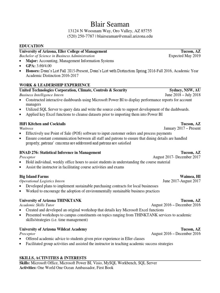 Seaman Resume 1 | PDF | Point Of Sale | Computing