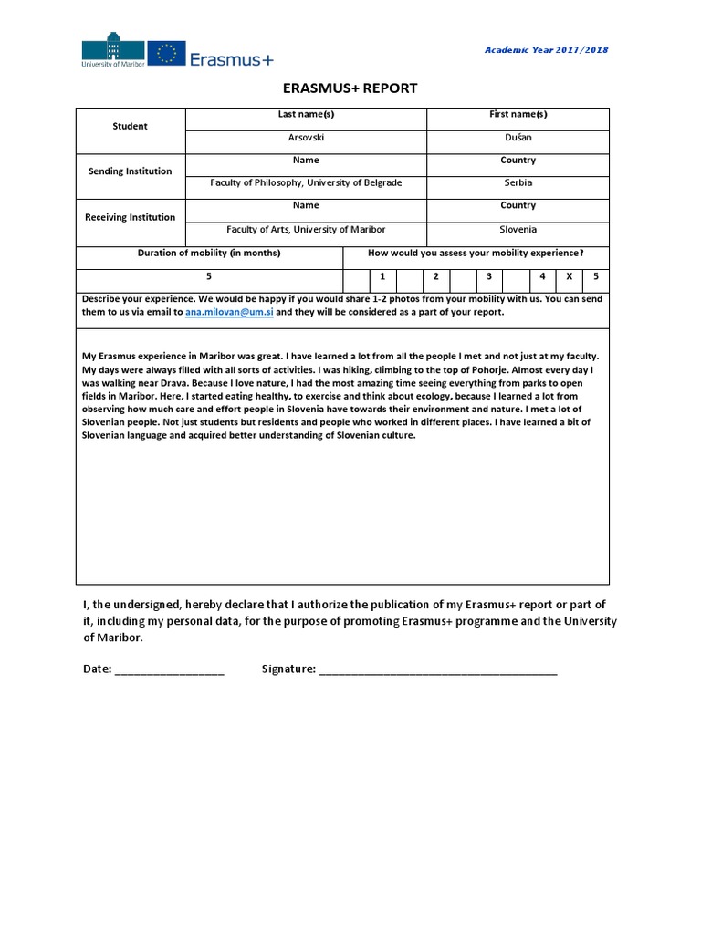 Erasmus Report | PDF
