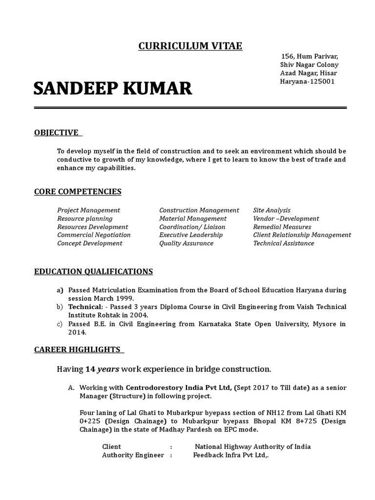 Sandeep Resume Pdf Pdf Engineering Business