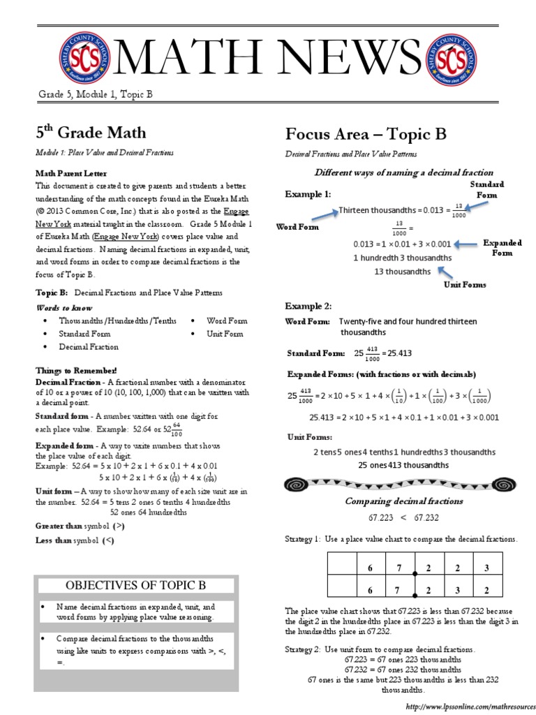 Module 1 Topic B - Grade 5 | PDF | Fraction (Mathematics) | Notation Module 1 Topic B - Grade 5 | PDF | Fraction (Mathematics) | Notation