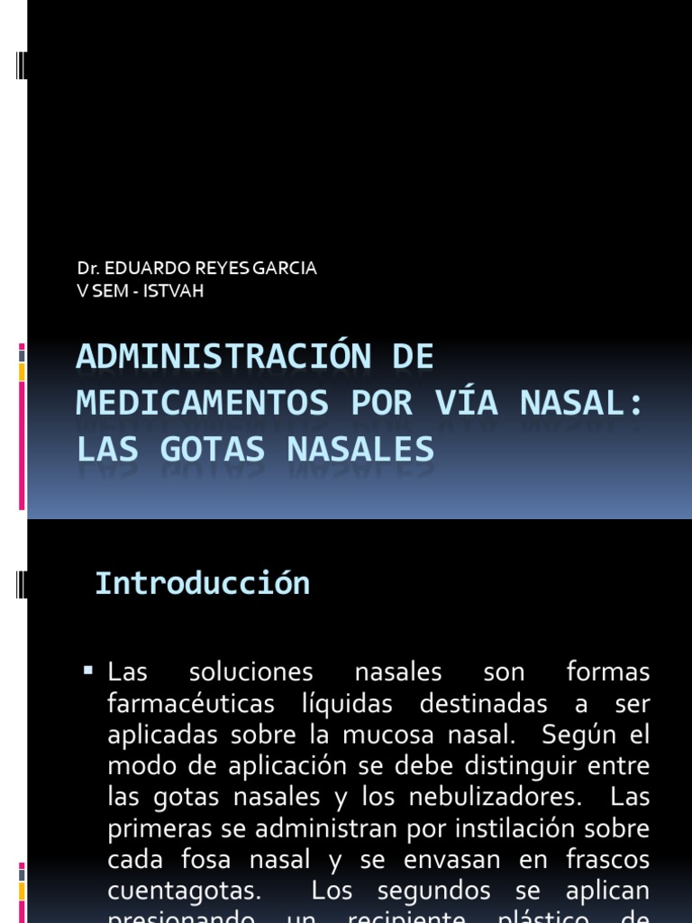 Administración de Medicamentos Por Vía Nasal | PDF | Medicamentos con ...