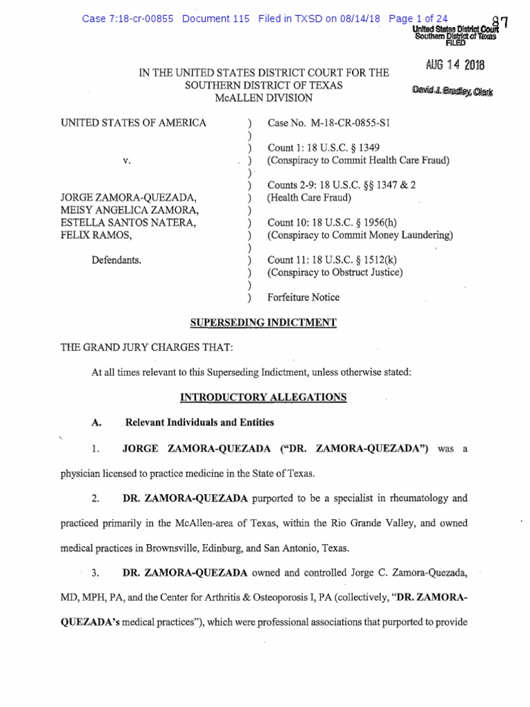 New Indictment in Dr. Zamora-Quezada Case | PDF