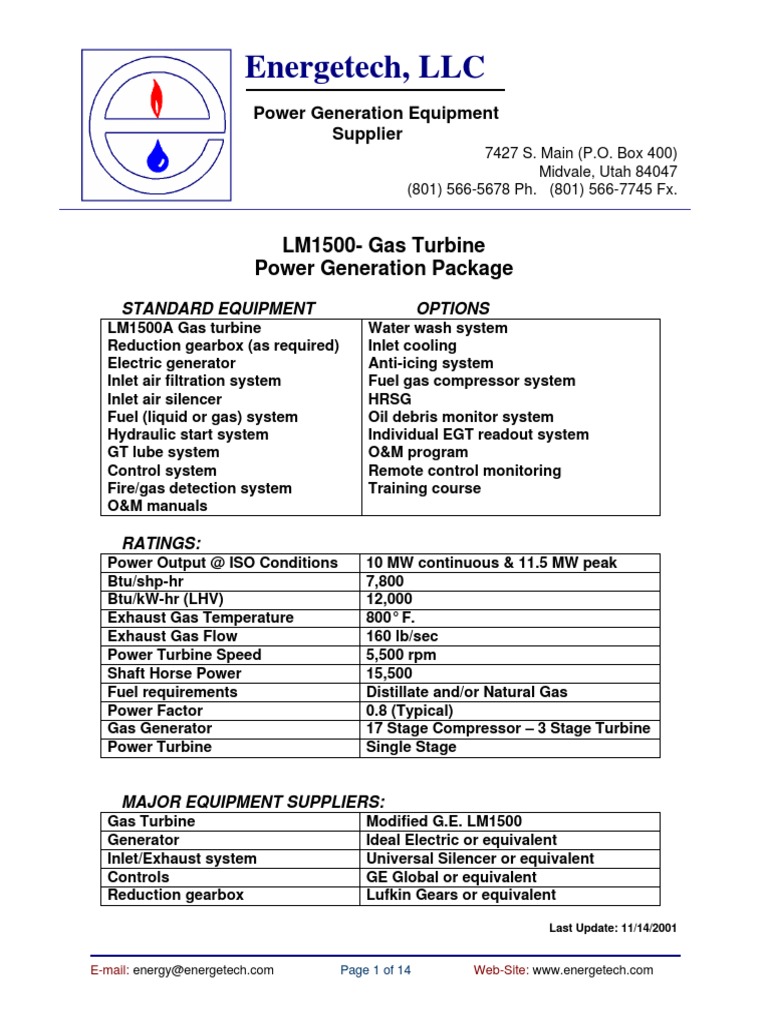 LM 1500 | PDF | Indemnity | Gas Turbine
