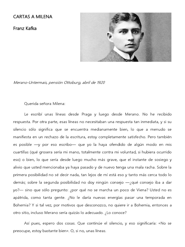 Cartas A Milena | PDF | Franz Kafka | Idioma aleman