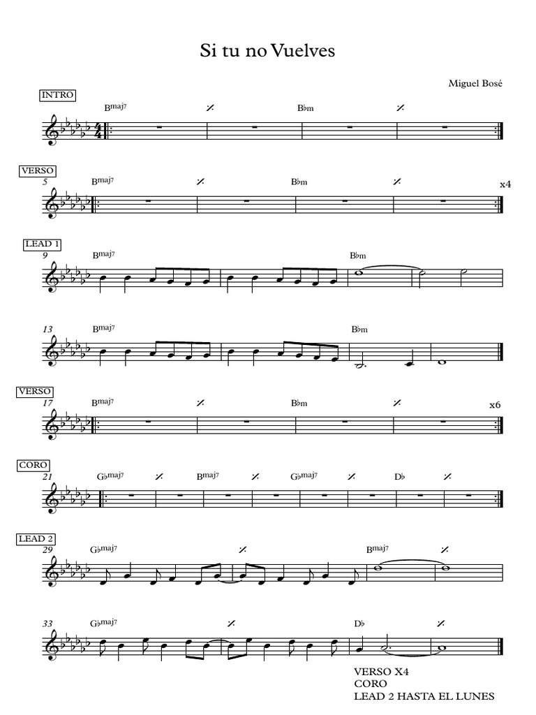 Si Tu No Vuelves - Partitura Completa | PDF | Canciones escritas