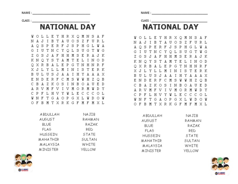 National Day Wordsearch | PDF | Malaysia | Southeast Asia