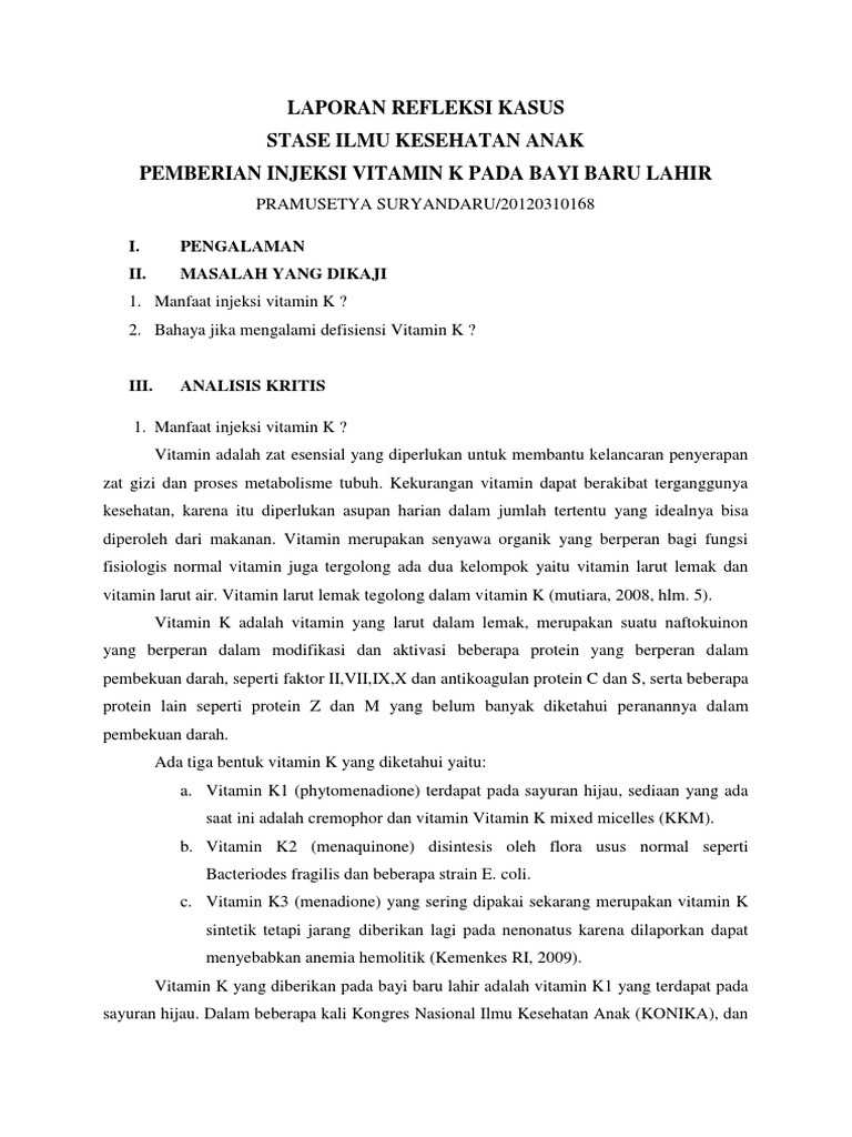 Pemberian Vitamin K pada Bayi Baru Lahir | PDF