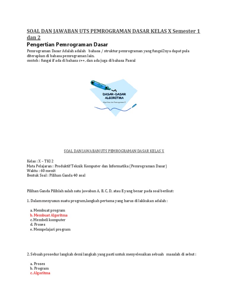 Soal Pemrograman Dasar Ganjil & Genap | PDF | Metode & Bahan Ajar ...