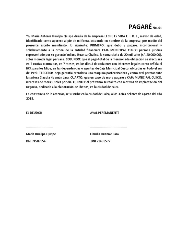 Modelo de Pagaré | PDF