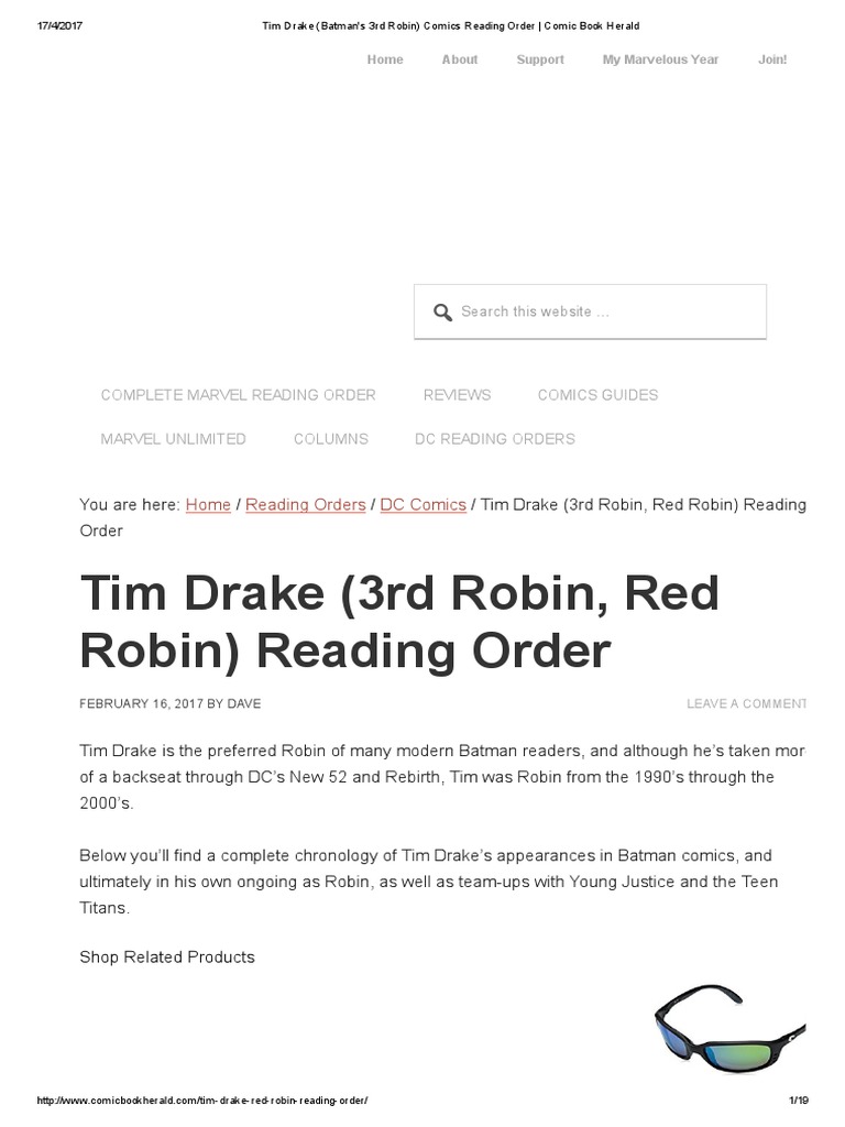 Tim Drake (Batman's 3rd Robin) Comics Reading Order - Comic Book Herald ...