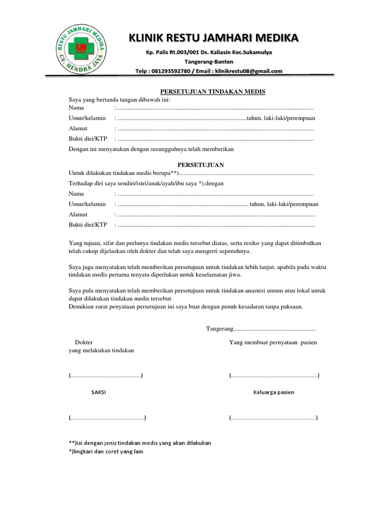 Surat Persetujuan Tindakan Medis | PDF